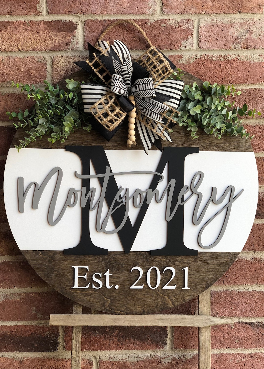 Front Door Decor, Personalized Family Name Sign Door Hanger, Monogram ...