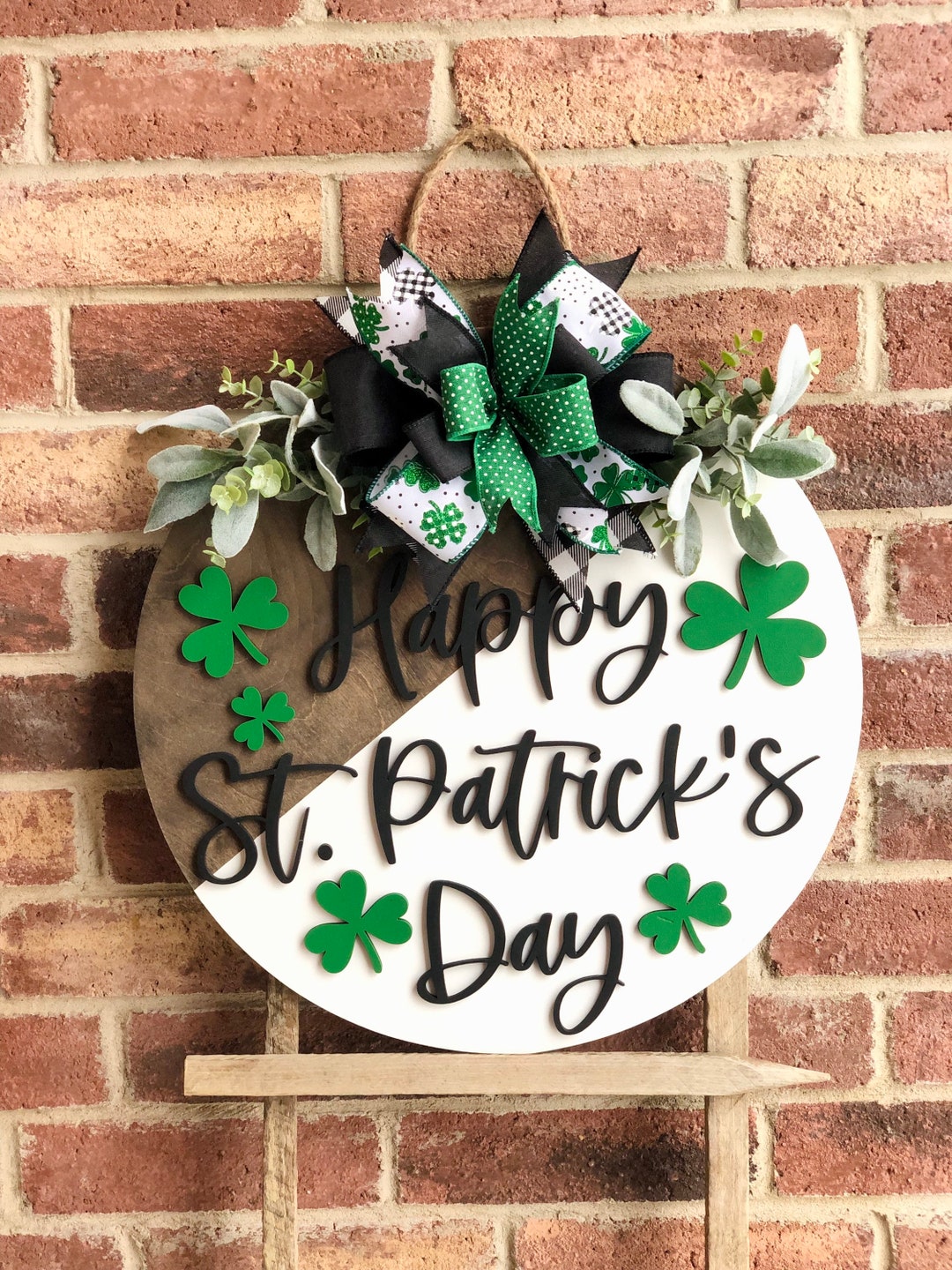 Front Door Decor Happy St. Patricks Day Door Hanger Clover - Etsy
