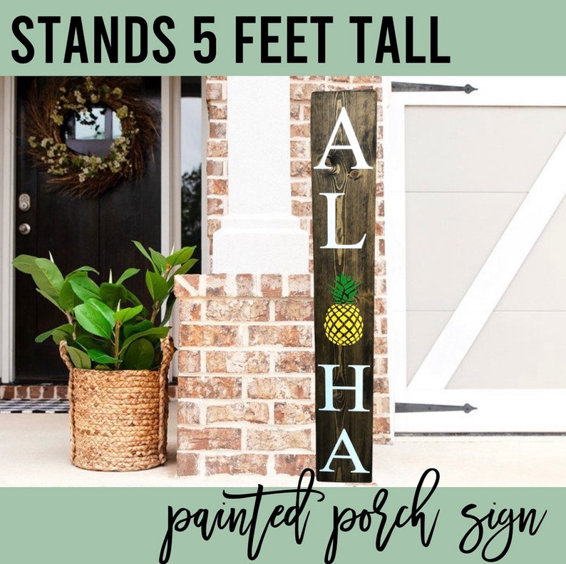 Aloha Pineapple Welcome Porch Sign for Front Door Porch Sign | Etsy