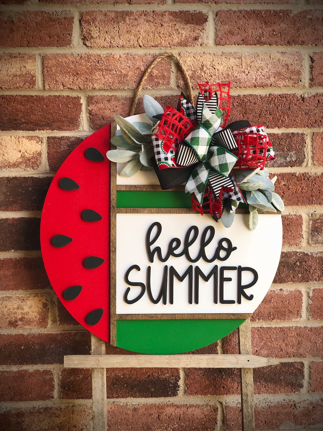 Watermelon Summer Door Hanger, Front Door Decor, Hello Summer Wreath ...