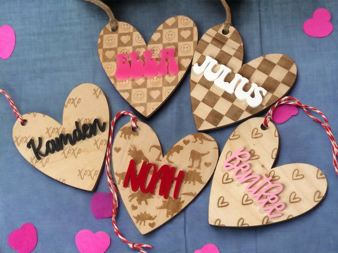 Valentine’s Day Gift Tag, Valentine’s Day Name Tags, 3D Wood Acrylic ...