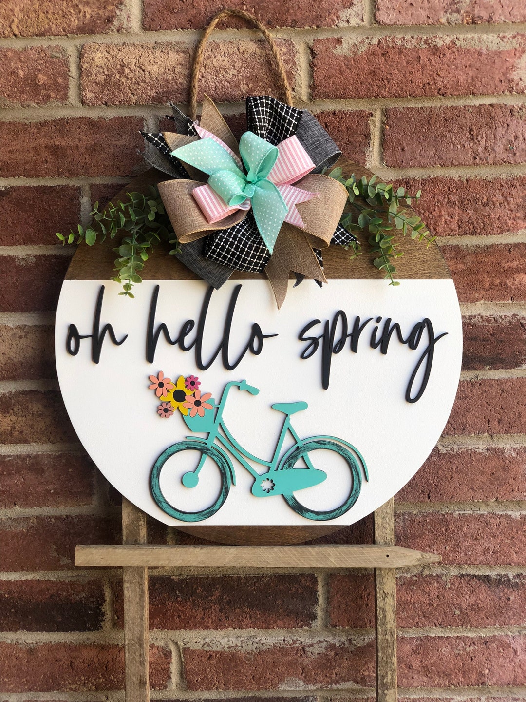 Spring Front Door Decor, Spring Door Hanger, Oh Hello Spring Sign ...