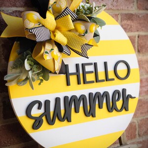 Front Door Decor, Lemon Hello Summer Door Hanger, Summer Wreath Porch ...