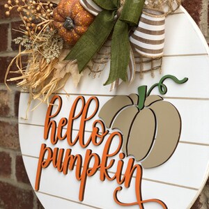 Hello Pumpkin Door Hanger, Fall Decor for Front Door, Outdoor Fall ...