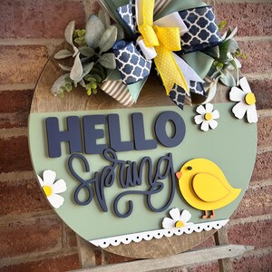 Spring Door Hanger, Front Door Decor, Hello Spring Sign, Spring Door ...
