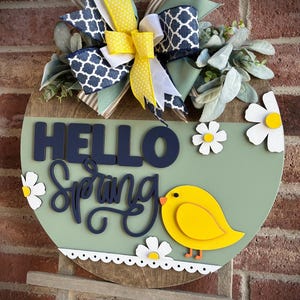 Spring Door Hanger, Front Door Decor, Hello Spring Sign, Spring Door ...