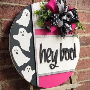Halloween Front Door Decor, Hey Boo Door Hanger, Halloween Door Hanger ...