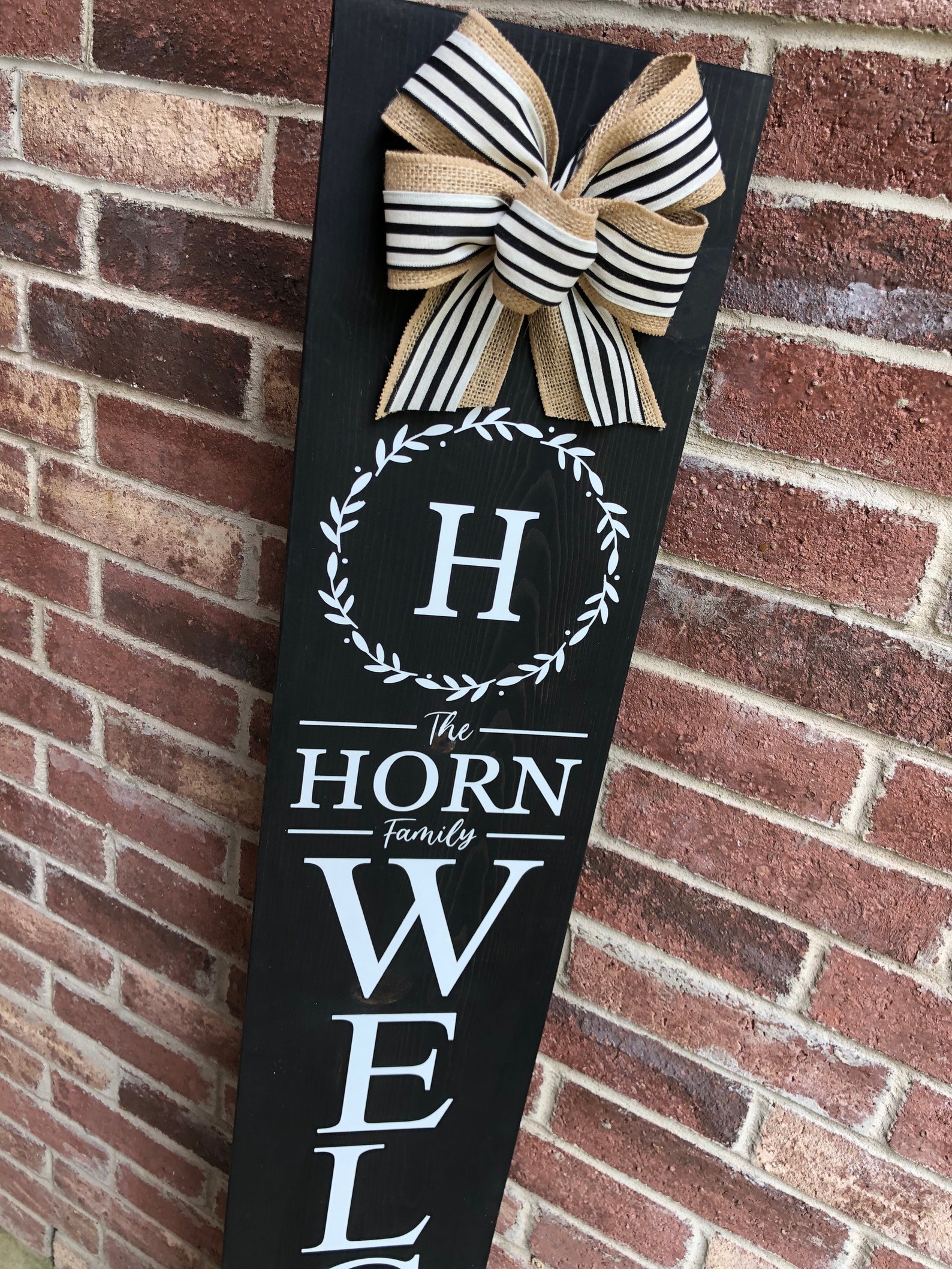 Monogram Welcome Sign for Front Porch Personalized Last Name - Etsy