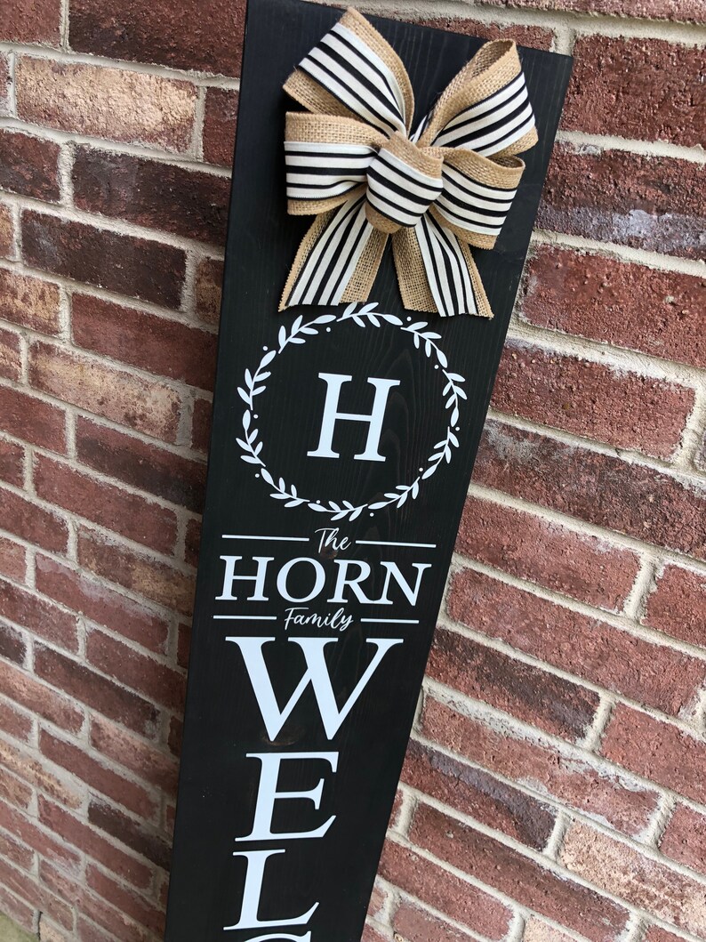 Monogram Welcome Sign for Front Porch Personalized Last Name - Etsy