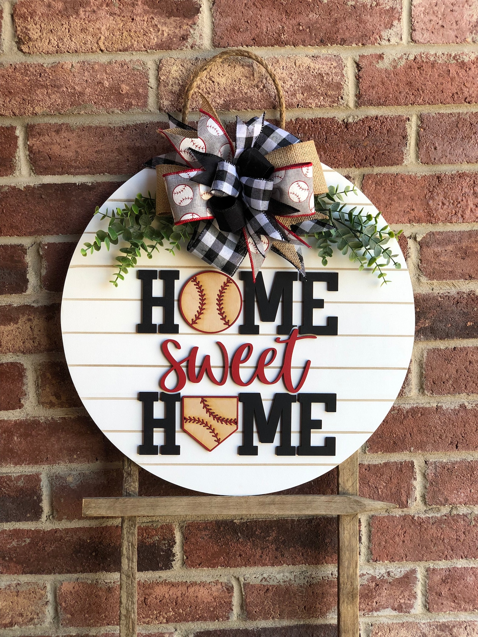 Front Door Decor Baseball Door Hanger Home Sweet Home Sign | Etsy