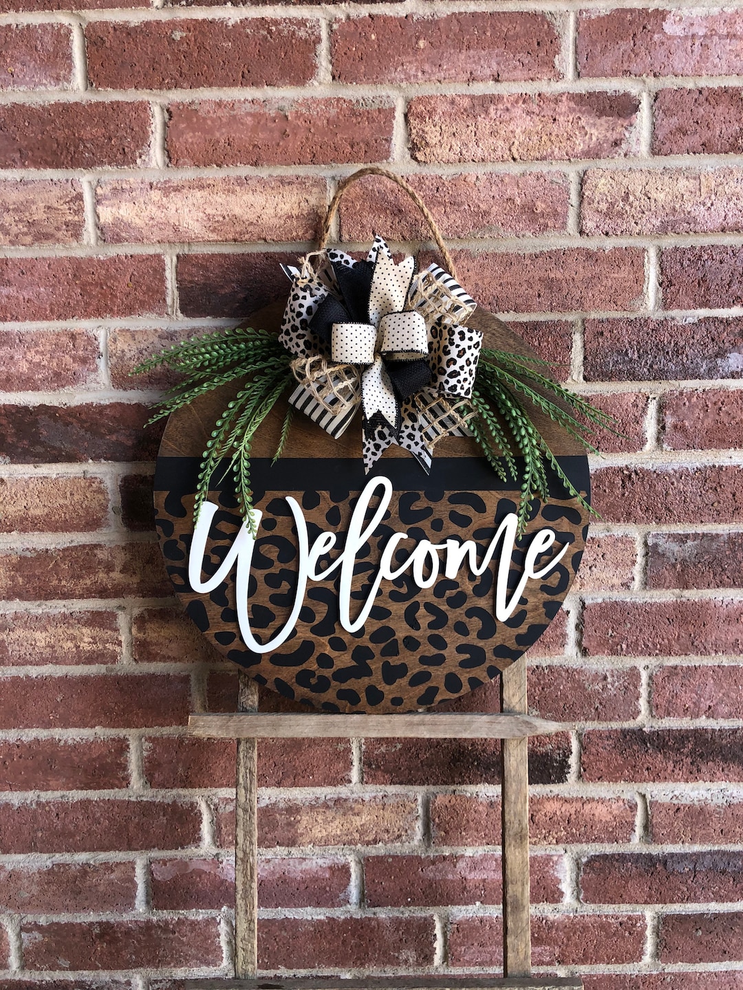 Front Door Decor, Leopard Door Hanger, Welcome Door Wreath, Front Door ...