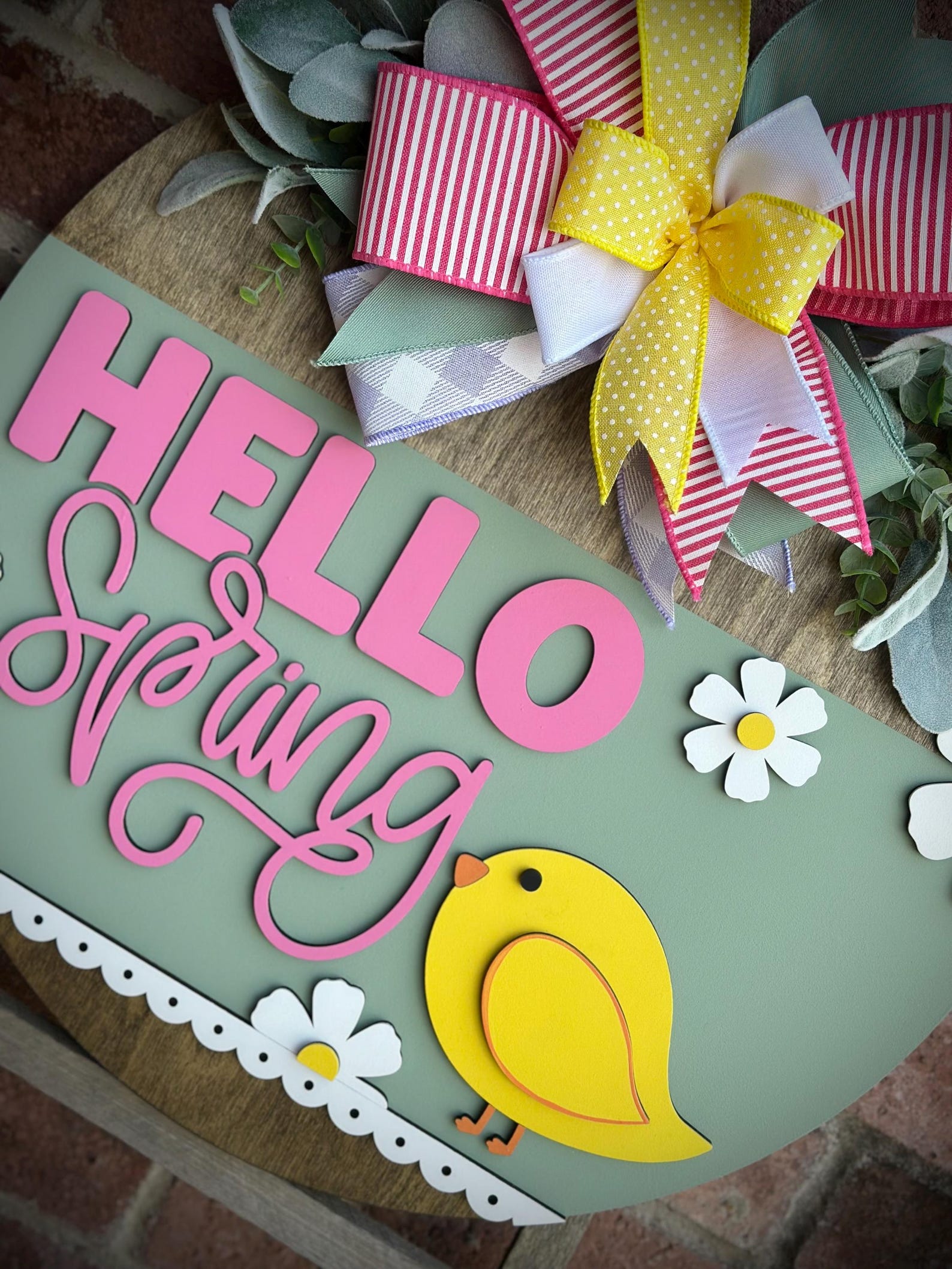 Spring Door Hanger, Front Door Decor, Hello Spring Sign, Spring Door ...