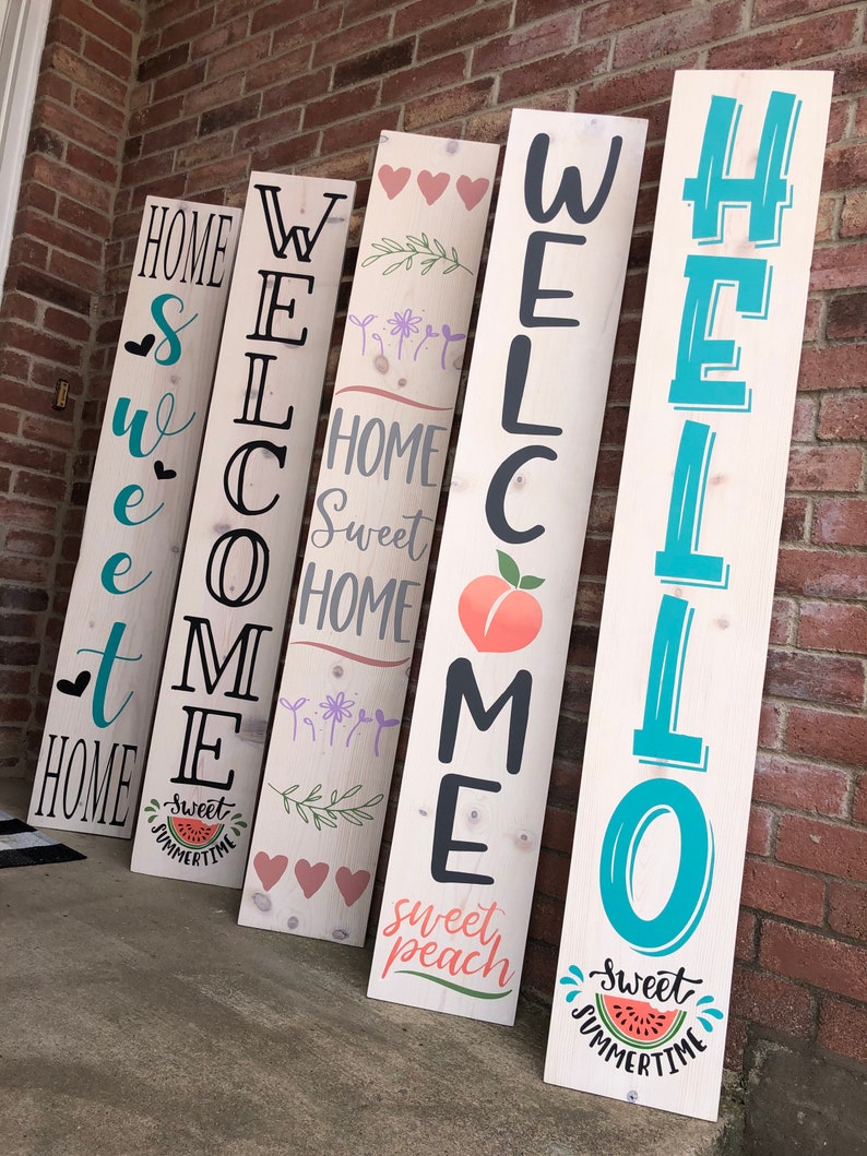Welcome Sweet Peach Welcome Sign Porch Sign - Etsy