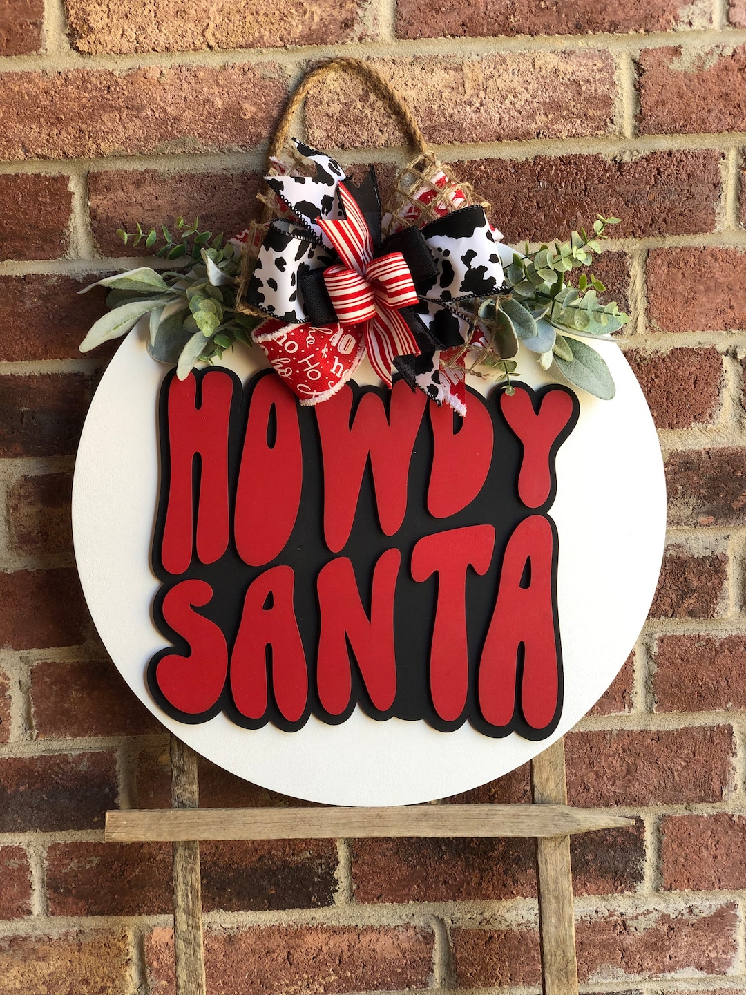 Front Door Decor, Howdy Santa Door Hanger, Merry Christmas Wreath ...