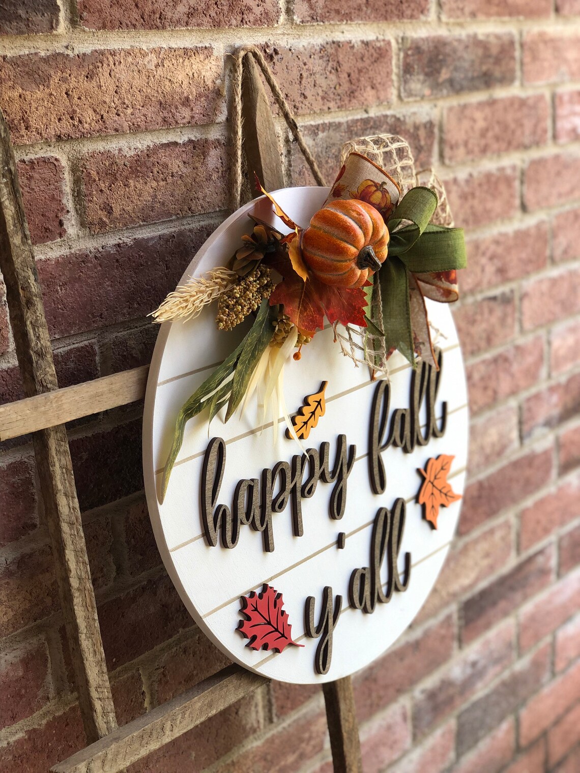 Fall Front Door Decor, Happy Fall Y’all Door Hanger, 3D Lettering ...