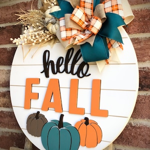 Hello Fall Door Hanger, Hello Pumpkin Door Hanger, Fall Decor for Front ...