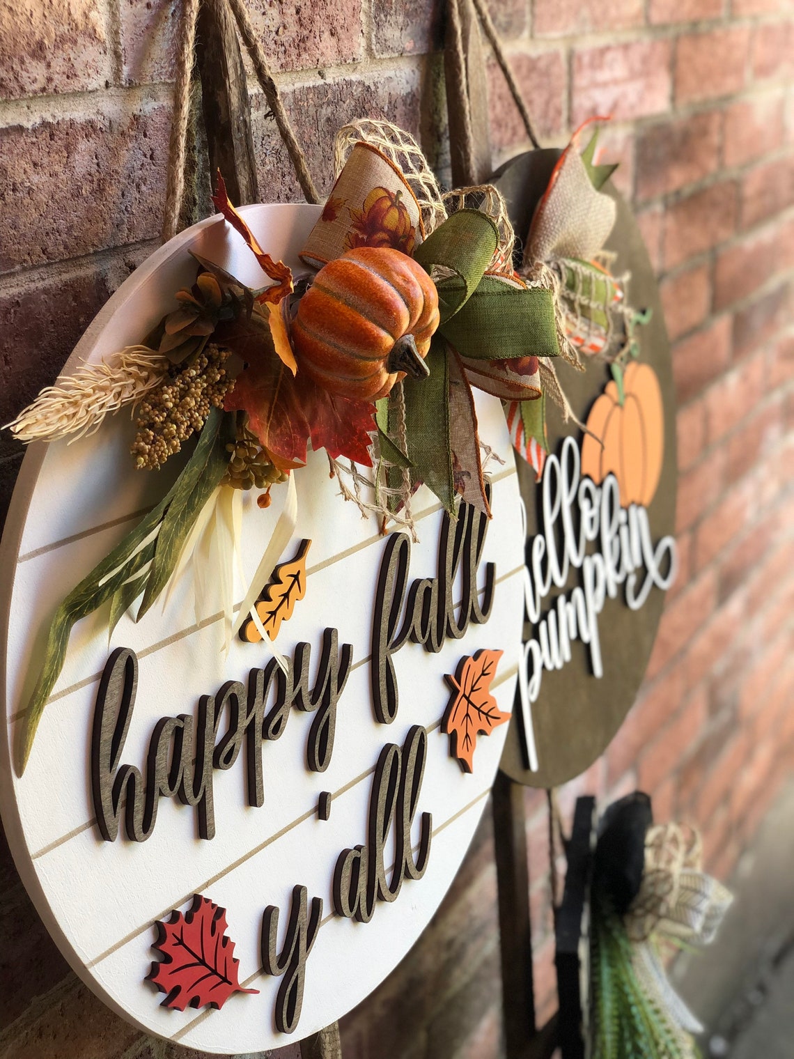 Fall Front Door Decor, Happy Fall Y’all Door Hanger, 3D Lettering ...