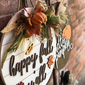 Fall Front Door Decor, Happy Fall Y’all Door Hanger, 3D Lettering ...