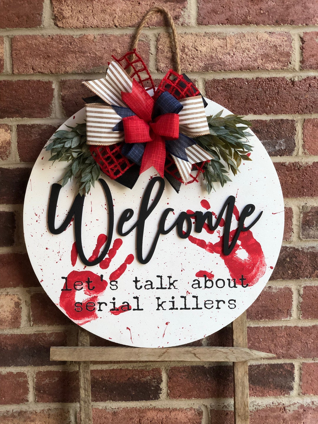 Front Door Decor, Serial Killer Welcome Door Hanger, Halloween Wreath ...