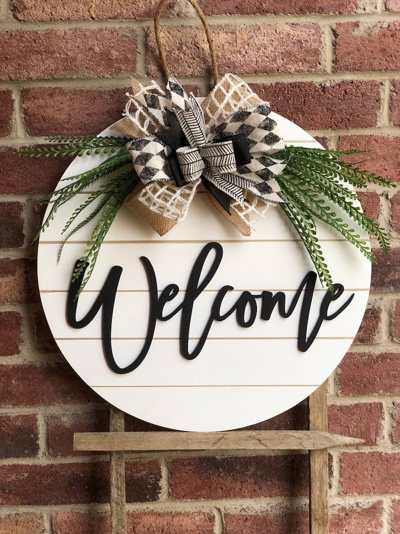 Front Door Decor Wooden Door Hanger Welcome Wreath Home - Etsy