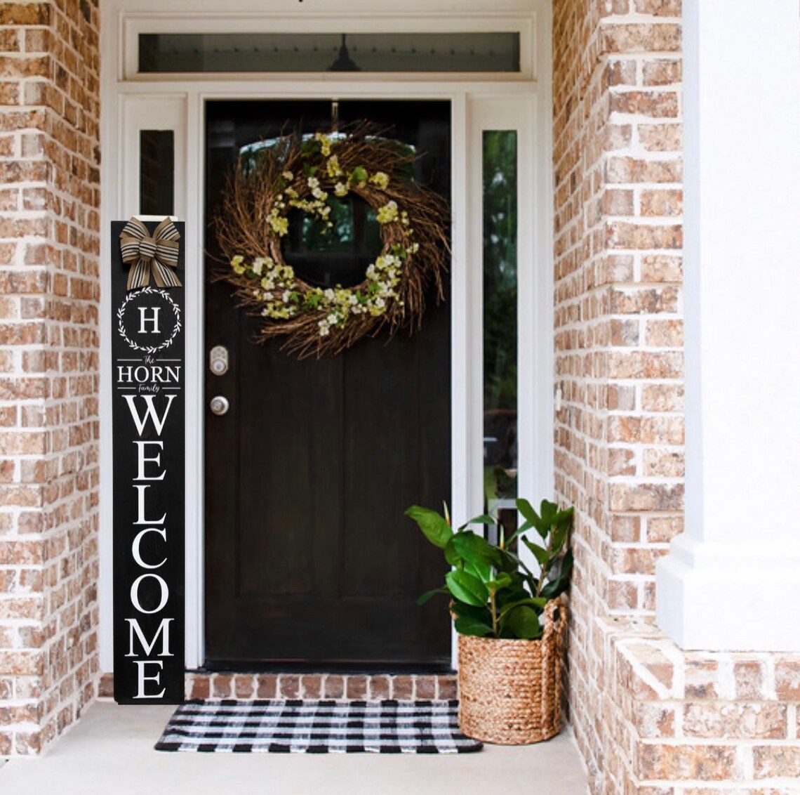 Monogram Welcome Sign for Front Porch Personalized Last Name - Etsy