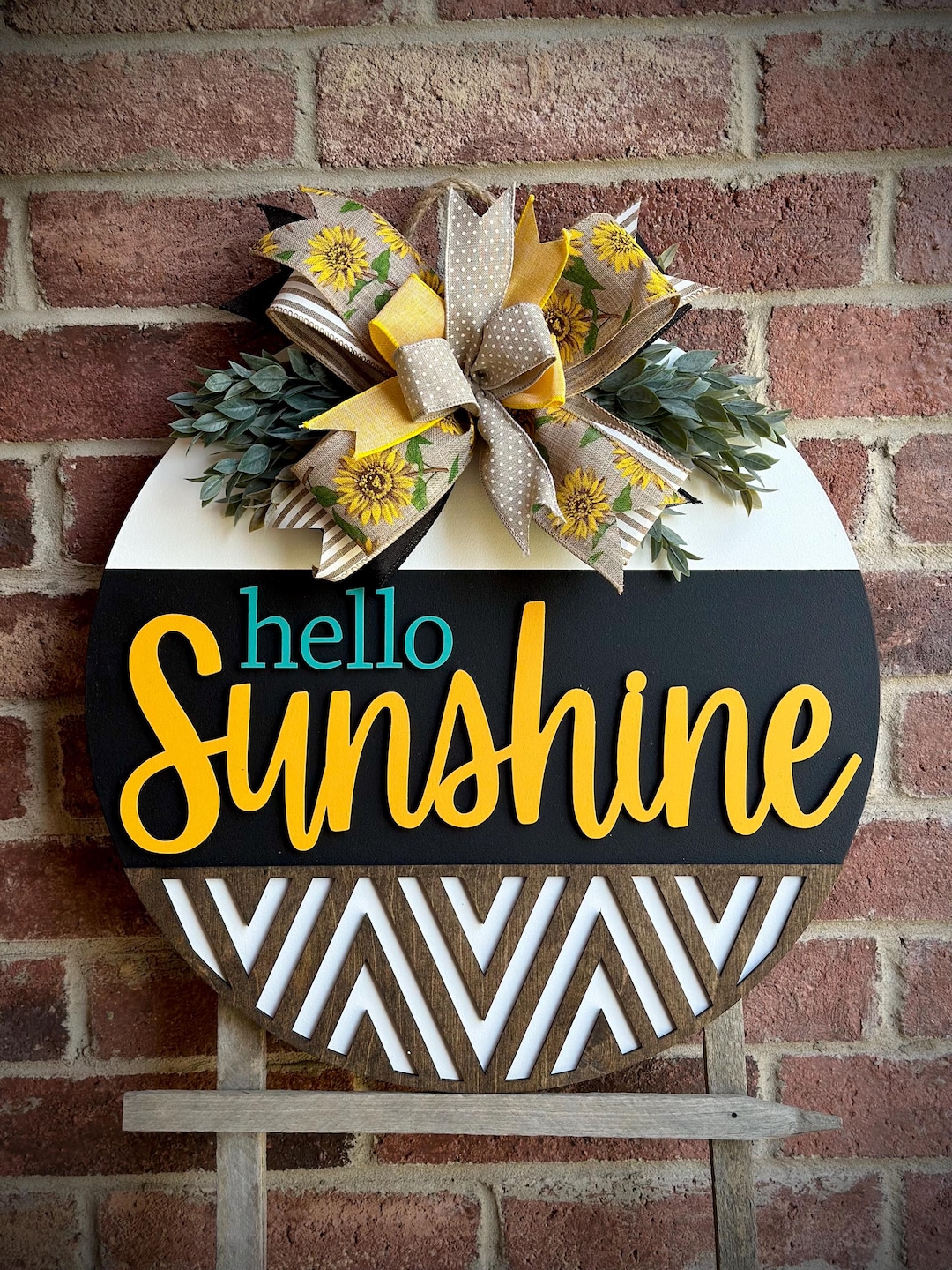 Summer Front Door Decor, Hello Sunshine Door Hanger, Sunflower Wreath ...