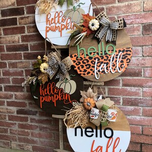 Hello Pumpkin Door Hanger, Fall Decor for Front Door, Outdoor Fall ...