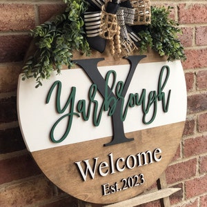 Front Door Decor, Personalized Family Name Sign Door Hanger, Monogram ...