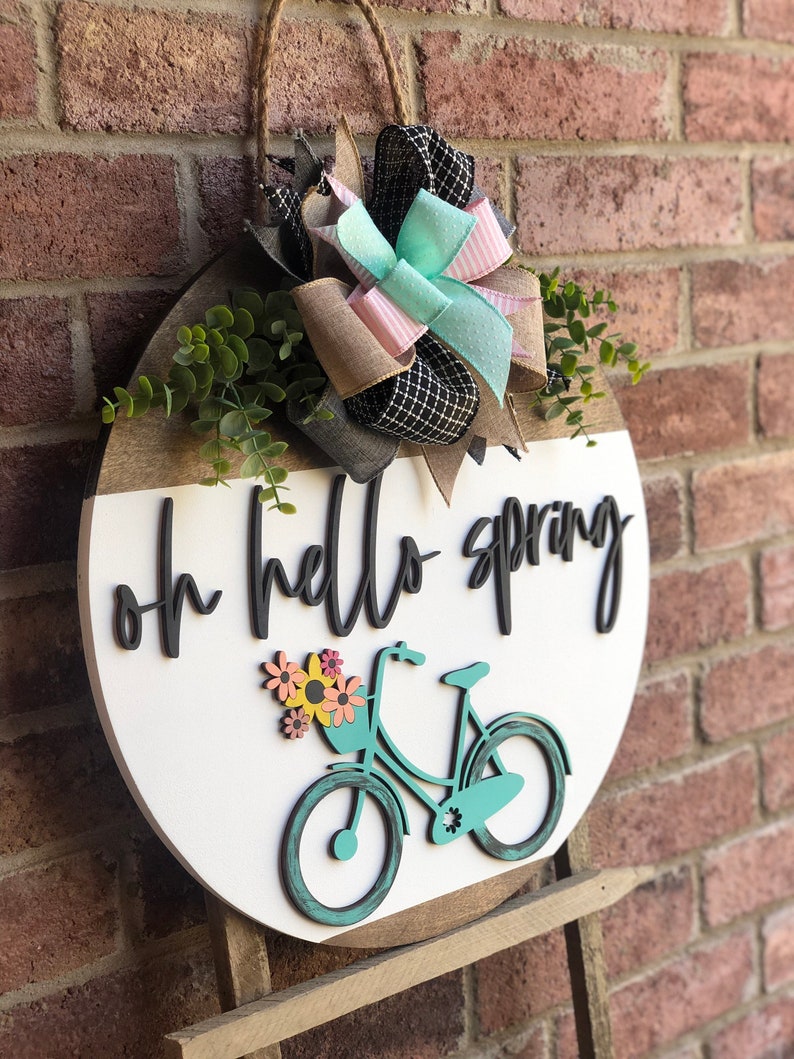 Spring Front Door Decor Spring Door Hanger Oh Hello Spring - Etsy