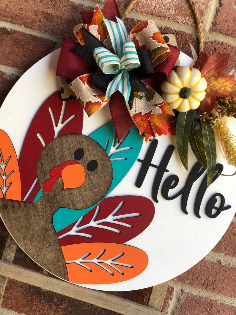 Turkey Door Hanger Front Door Decor, Thanksgiving Door Hanger, Turkey ...