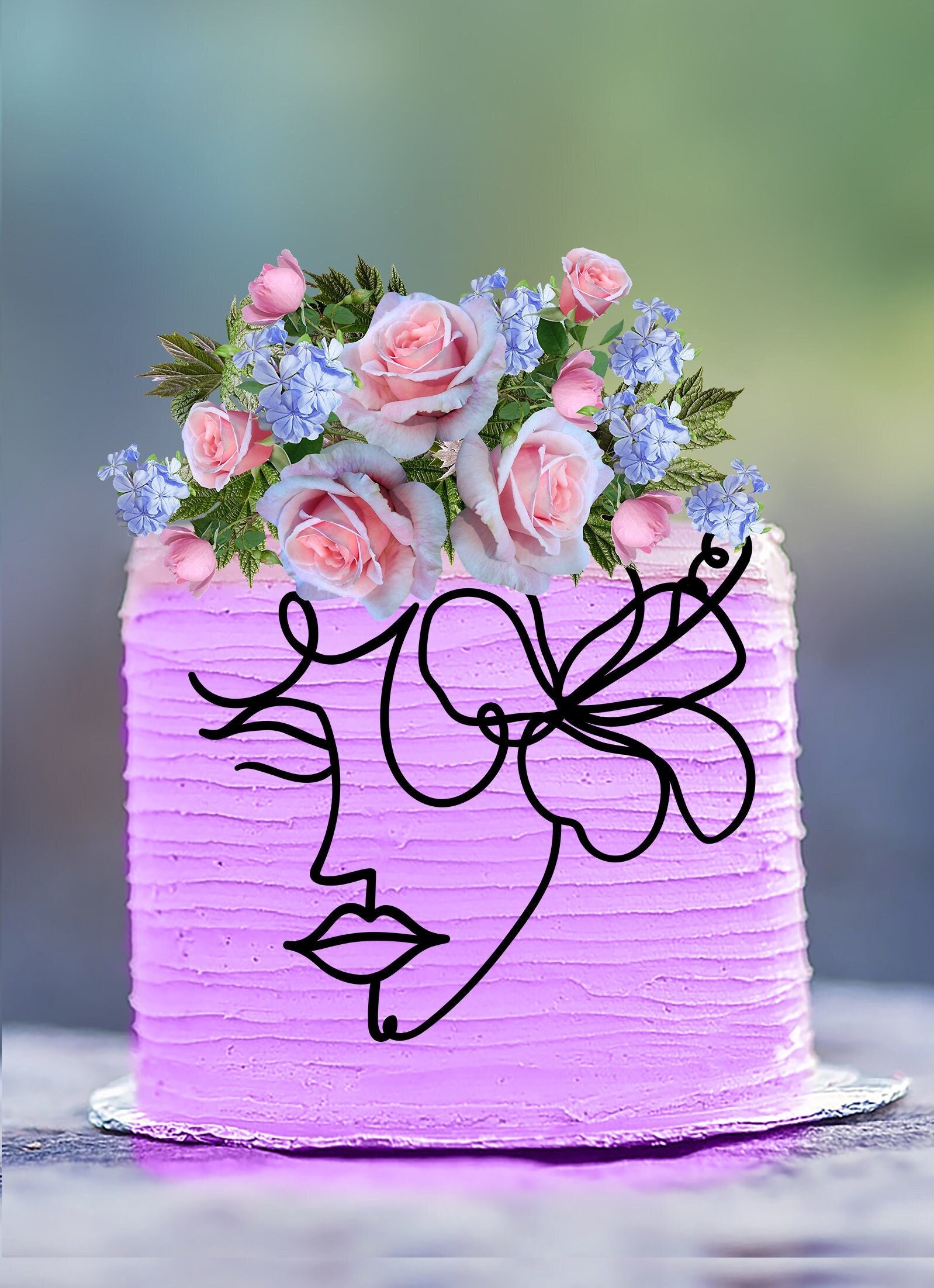 Line art topper Face cake topper Cake topper para damas One - Etsy México