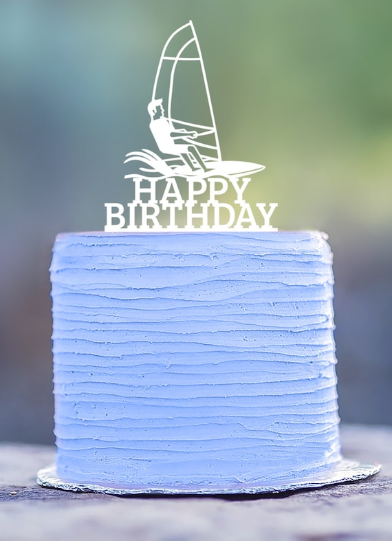 Happy Birthday Windsurfing Cake Topper Windsurf Topper Wind - Etsy