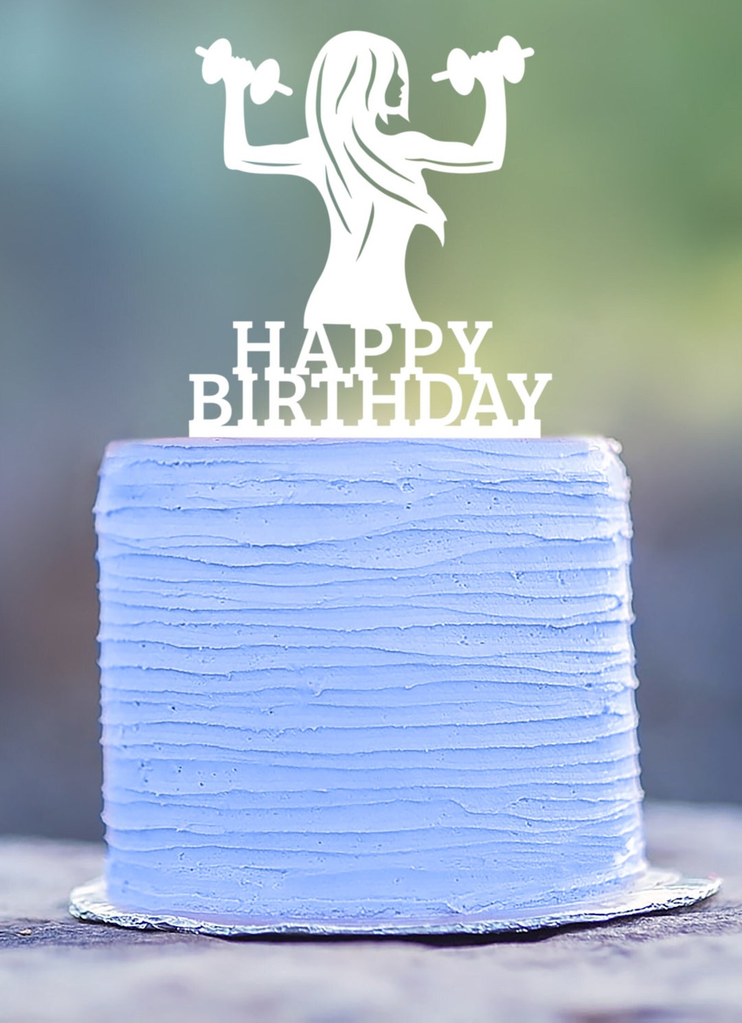 Happy Birthday Topper, Female Gym Cake Topper, Weight Lifting Cake ...