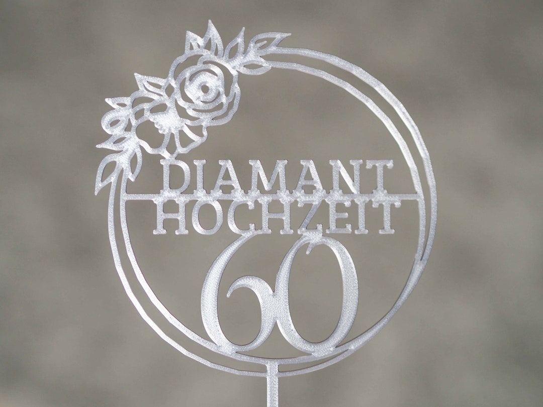 60 Diamant Hochzeit Deko, 60 Tortendeko zur Diamantenen Hochzeit, 60 Cake Topper, 60 Diamant ...