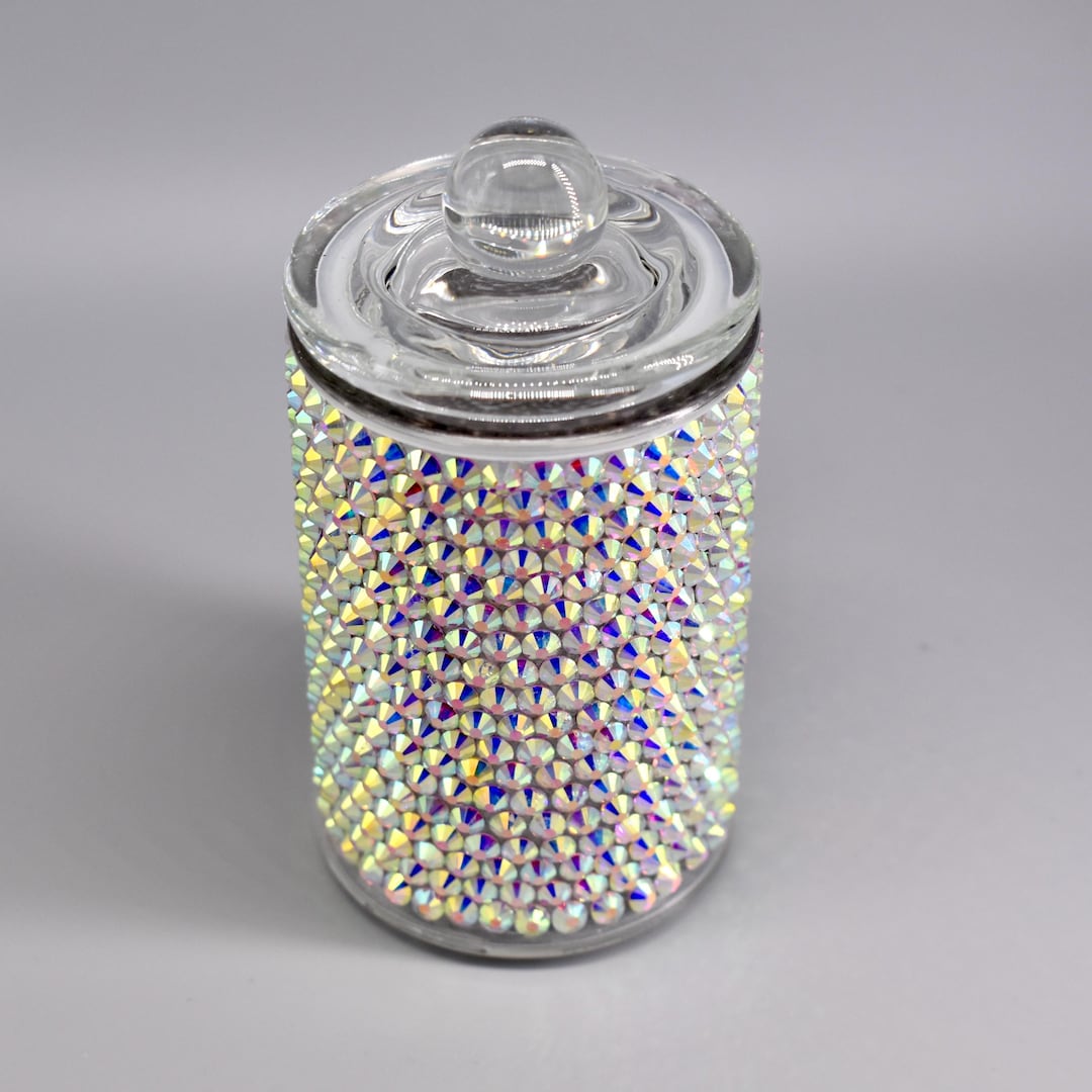 Bedazzled Rhinestone Glass Storage Jar With Lid - Etsy
