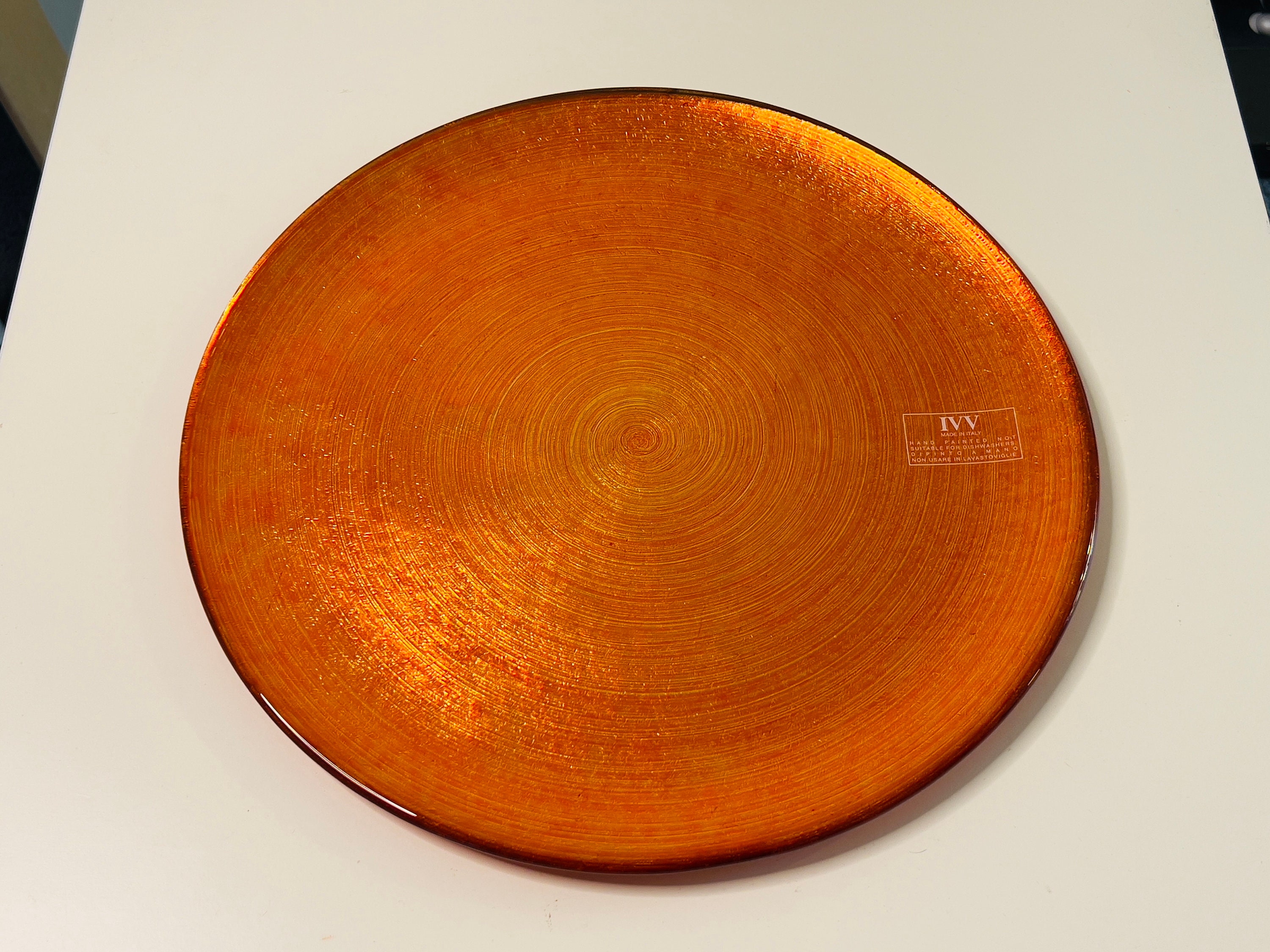 IVV | Italian Handmade Glass Round Platter 37cm - Orange - Etsy