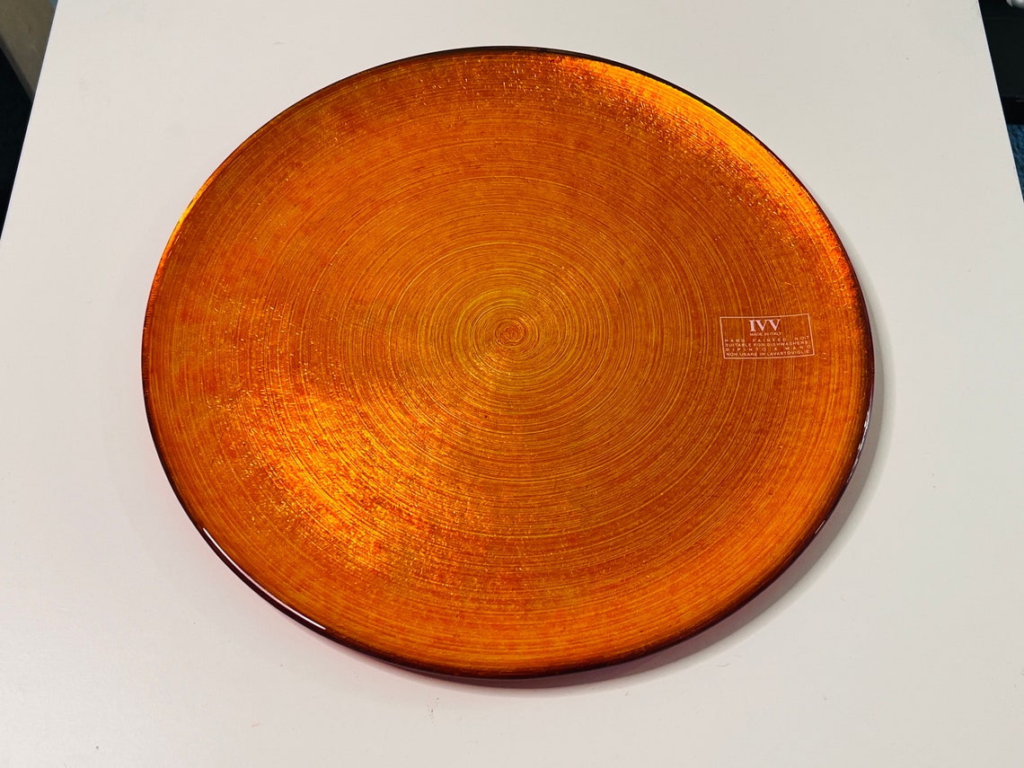 IVV | Italian Handmade Glass Round Platter 37cm - Orange - Etsy