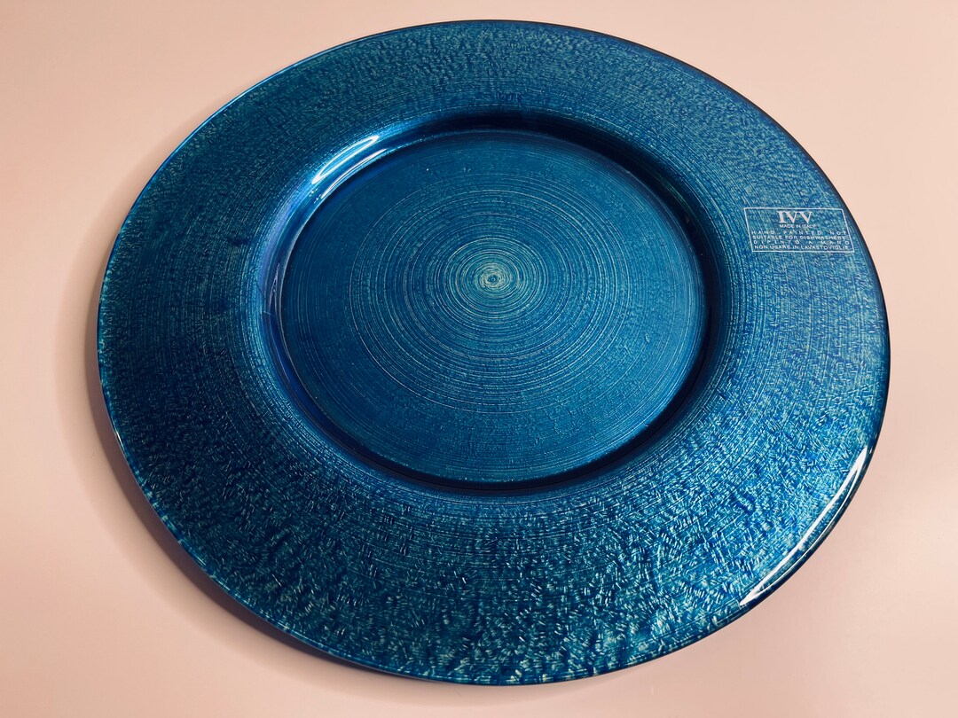 IVV | Italian Handmade Glass Round Platter 34cm - Blue - Etsy