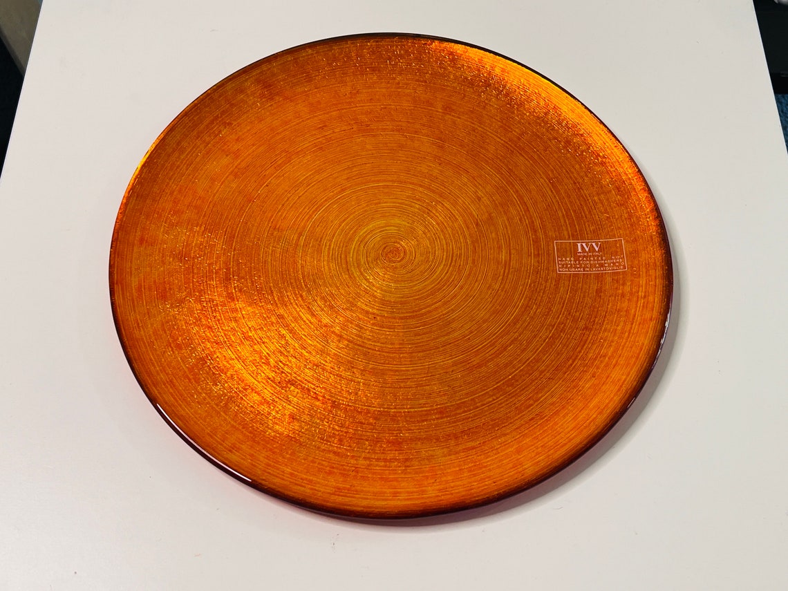 IVV | Italian Handmade Glass Round Platter 37cm - Orange - Etsy