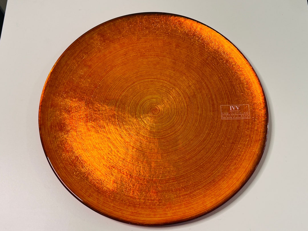 IVV | Italian Handmade Glass Round Platter 37cm - Orange - Etsy