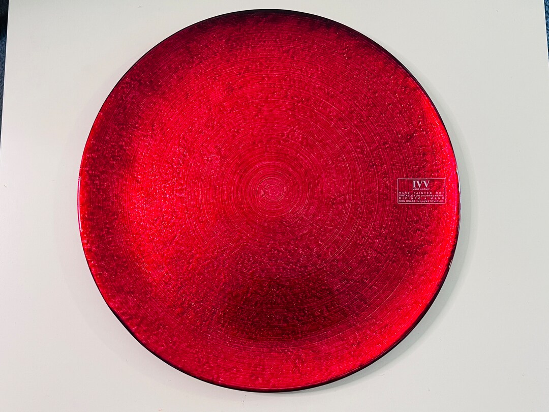 IVV | Italian Handmade Glass Round Platter 37cm - Red - Etsy