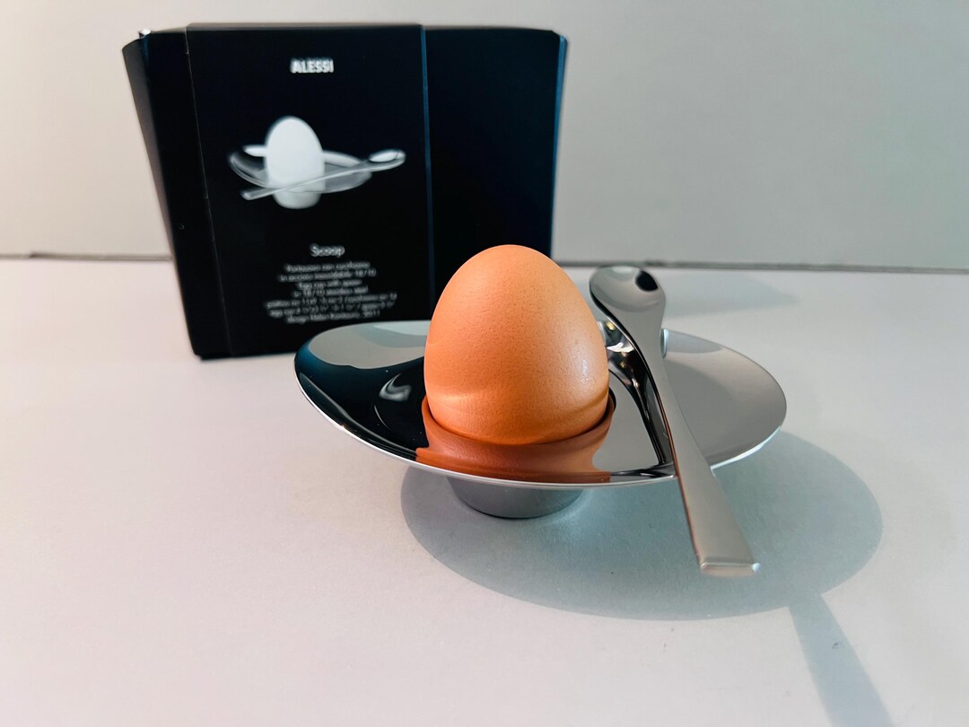 ALESSI | Scoop Egg Cup and Spoon Stainless Steel - Helen Kontouris - Etsy