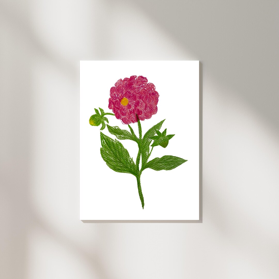 Dahlia Illustrated Print | Botanical Print | Floral Digital Download ...