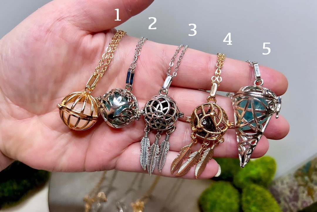 Crystal Cage Necklaces Open to Interchange Crystals Choose Yours - Etsy