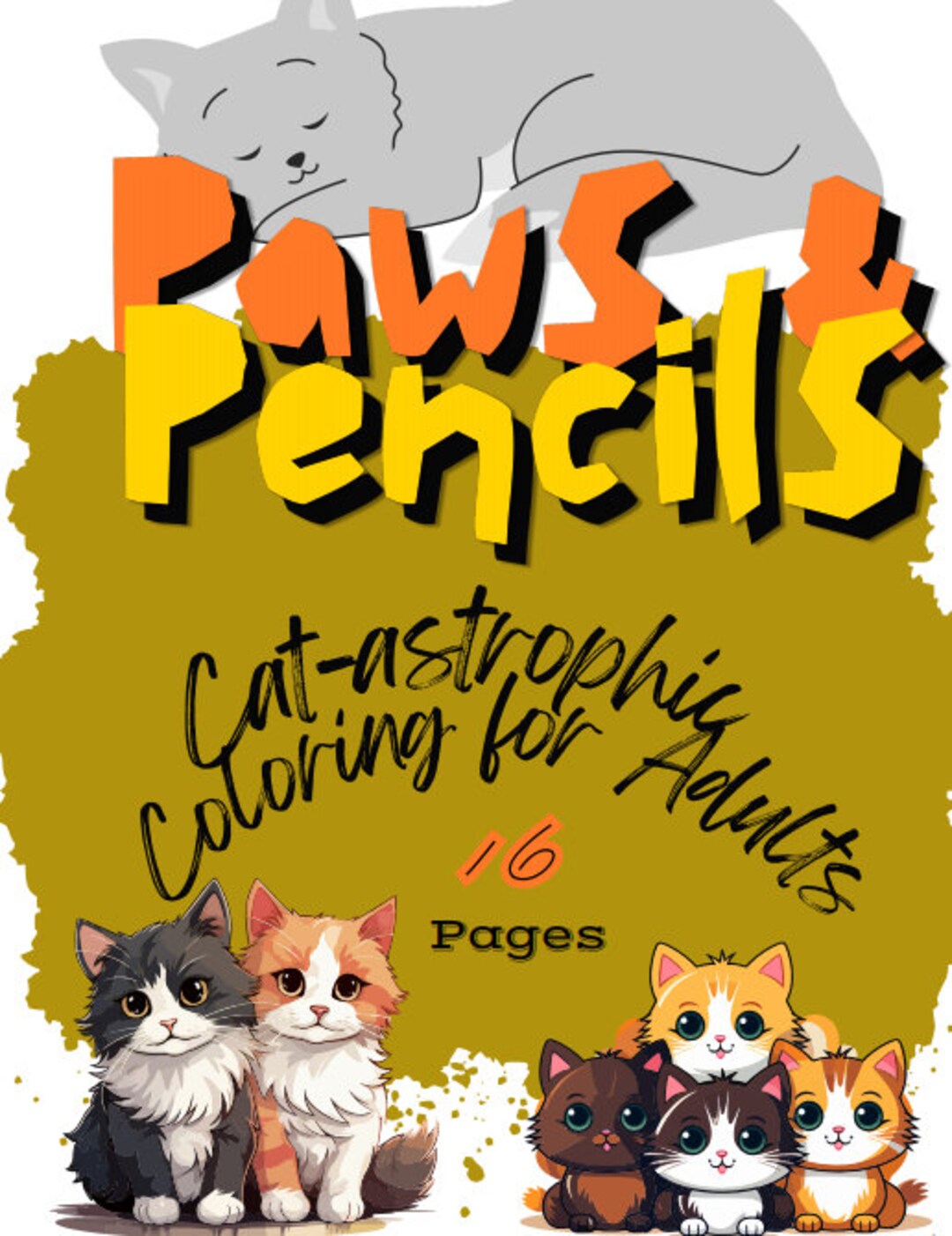 Paws & Pencils: Cat-astrophic Colouring for Adults - Etsy