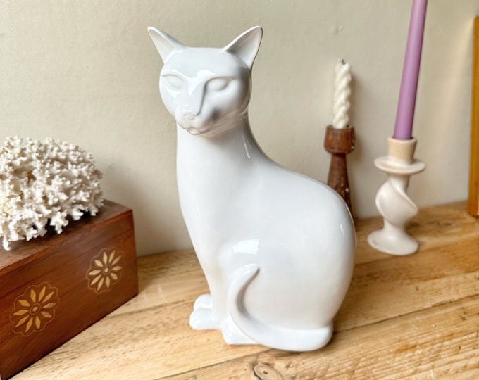 Poole Pottery Large White Cat - British Porcelain Figurine - White ...