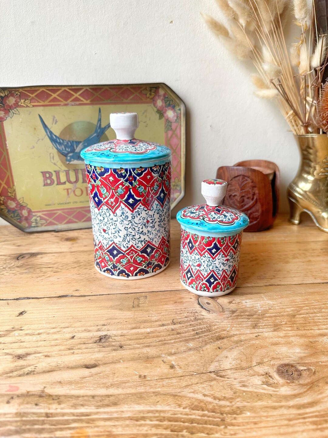 Vintage Ceramic Decorative Storage Jars - Home Decor Pots - Hand ...
