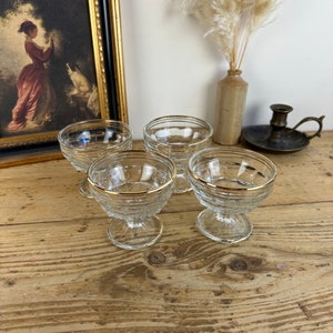 Set of Four Vintage Jacobean Clear Glass Dessert Bowls - Ice Cream ...