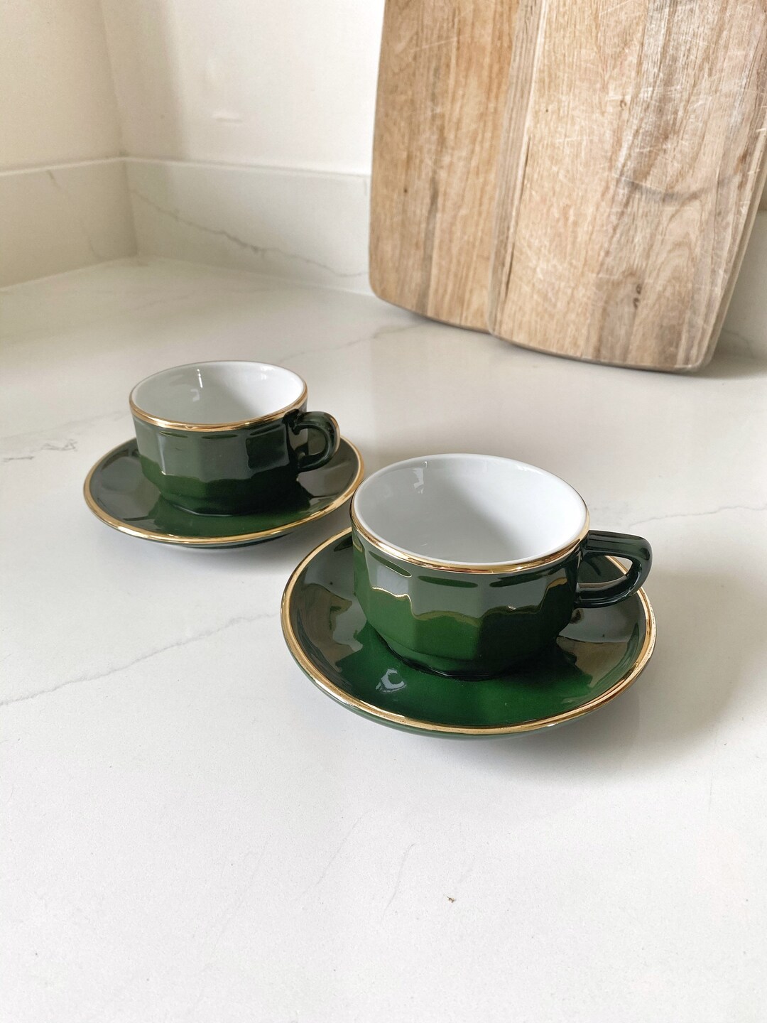 Apilco Set of Two Espresso Coffee Cups - 1980's French Vintage Bistro ...