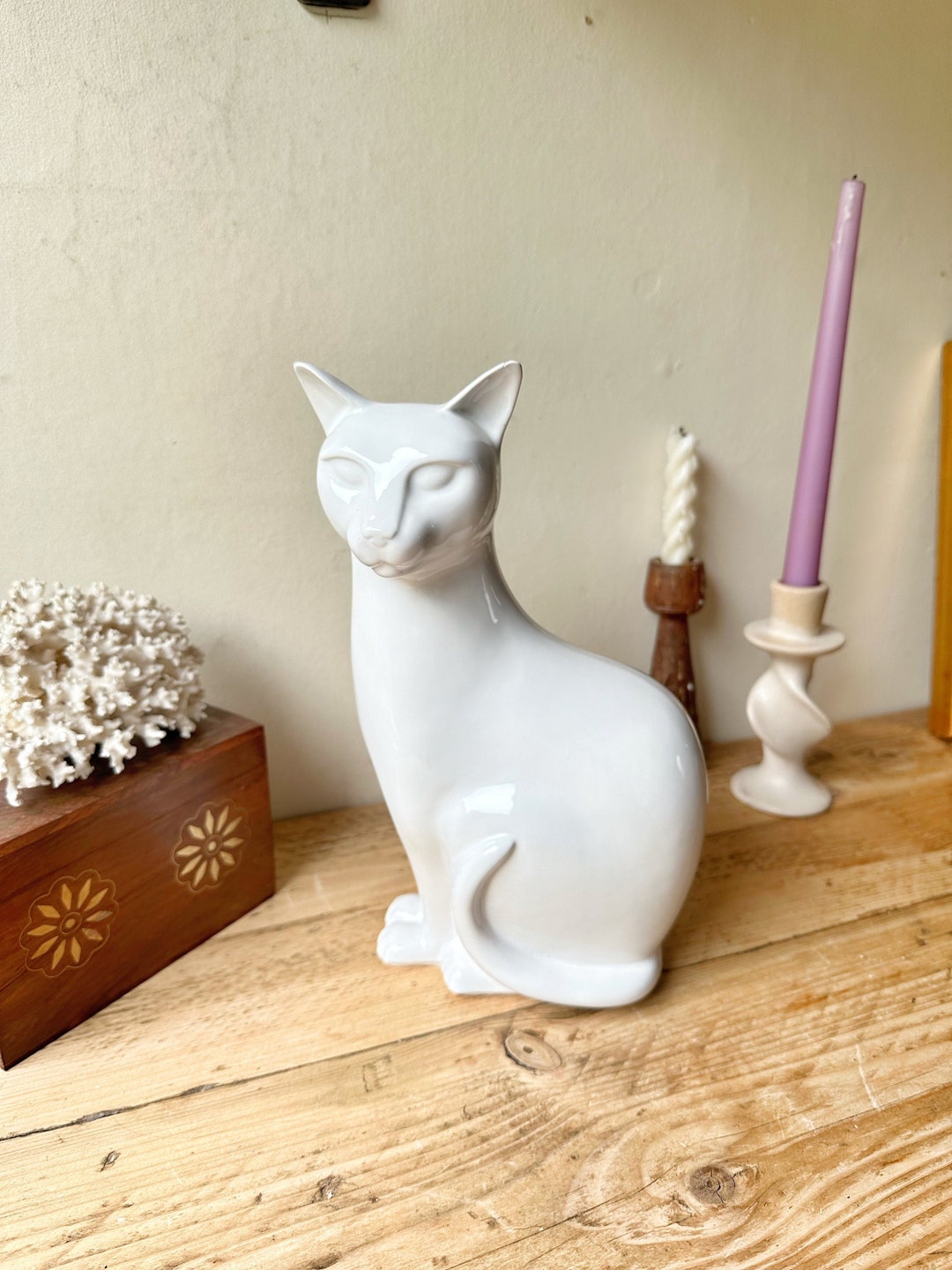Poole Pottery Large White Cat - British Porcelain Figurine - White ...